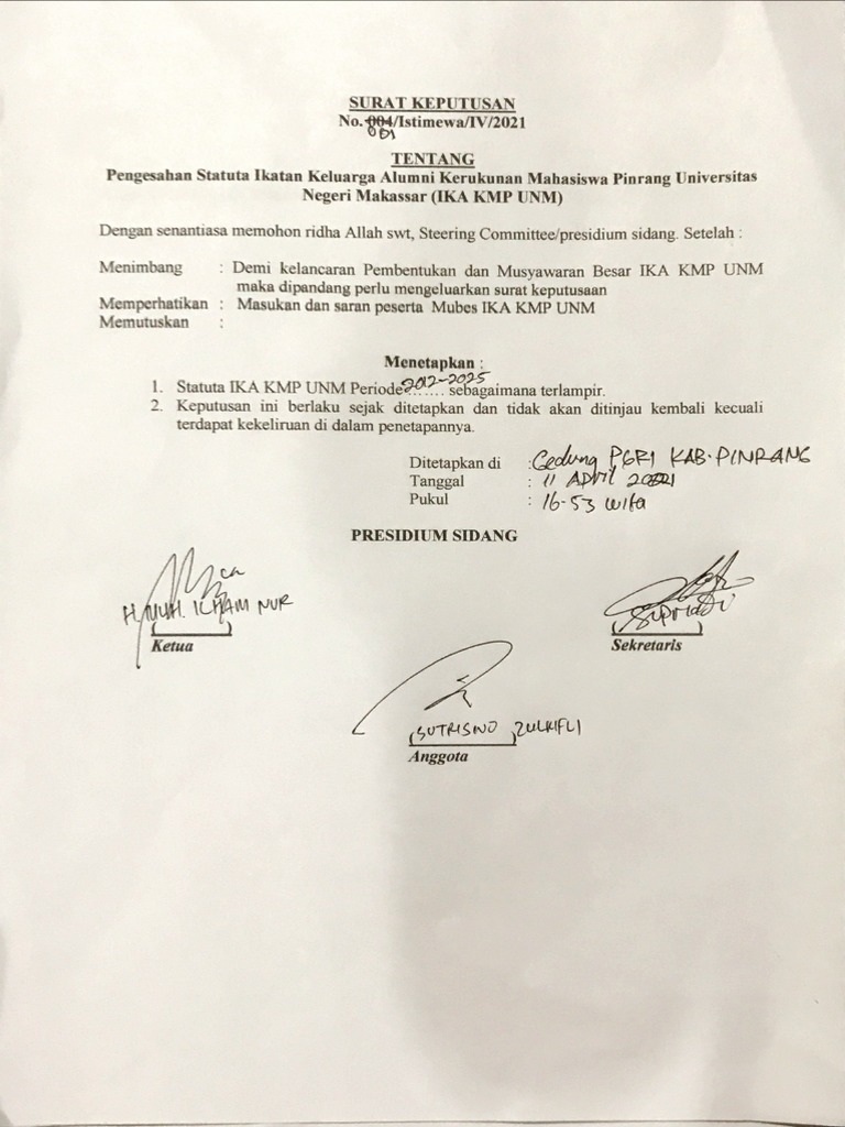 SK Pengesahan IKA UNM | PDF