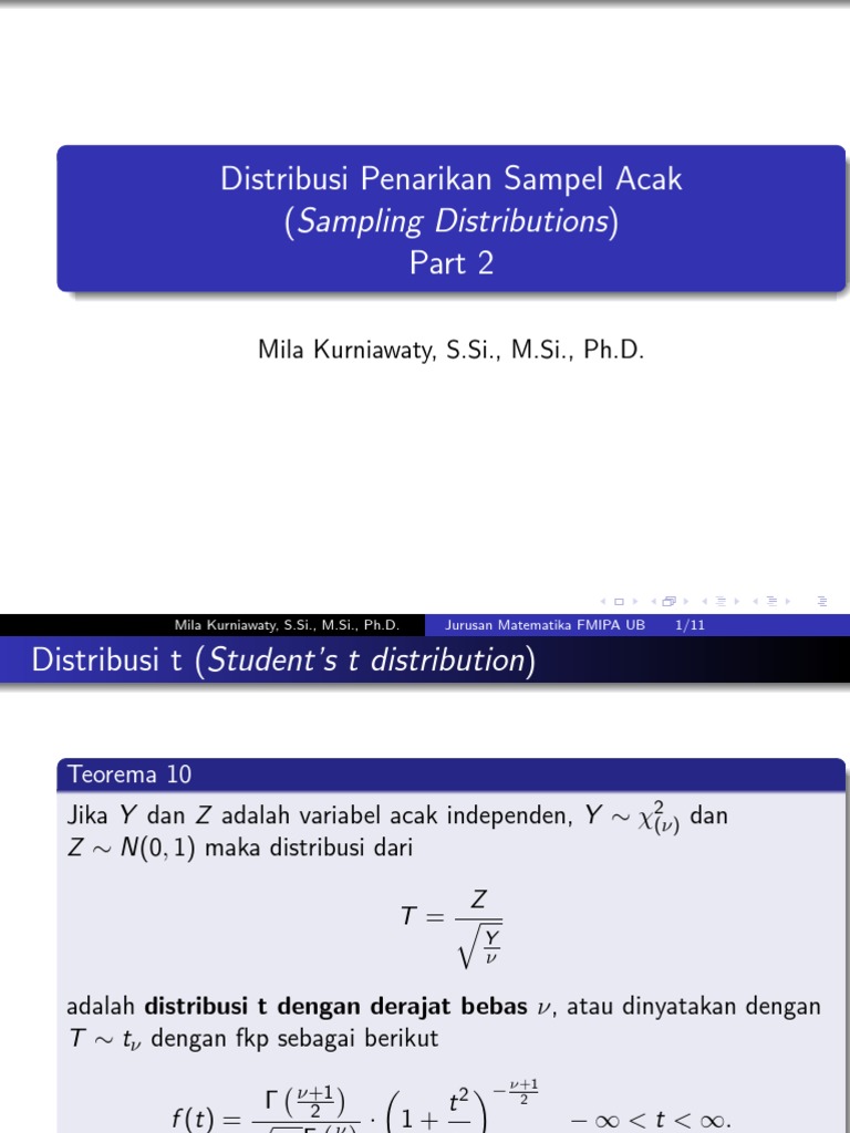 Distribusi Sampling-Distribusi T Dan F | PDF