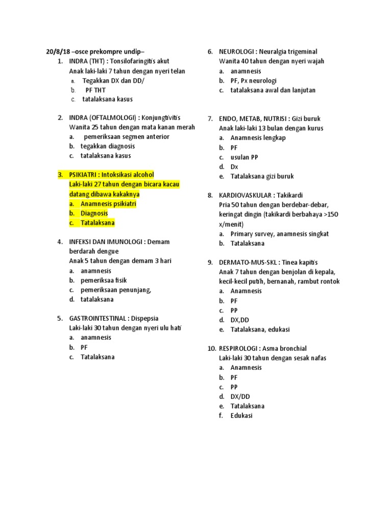 Soal OSCE Gizi dan Tatalaksana Kasus | PDF | Pengembangan Diri ...