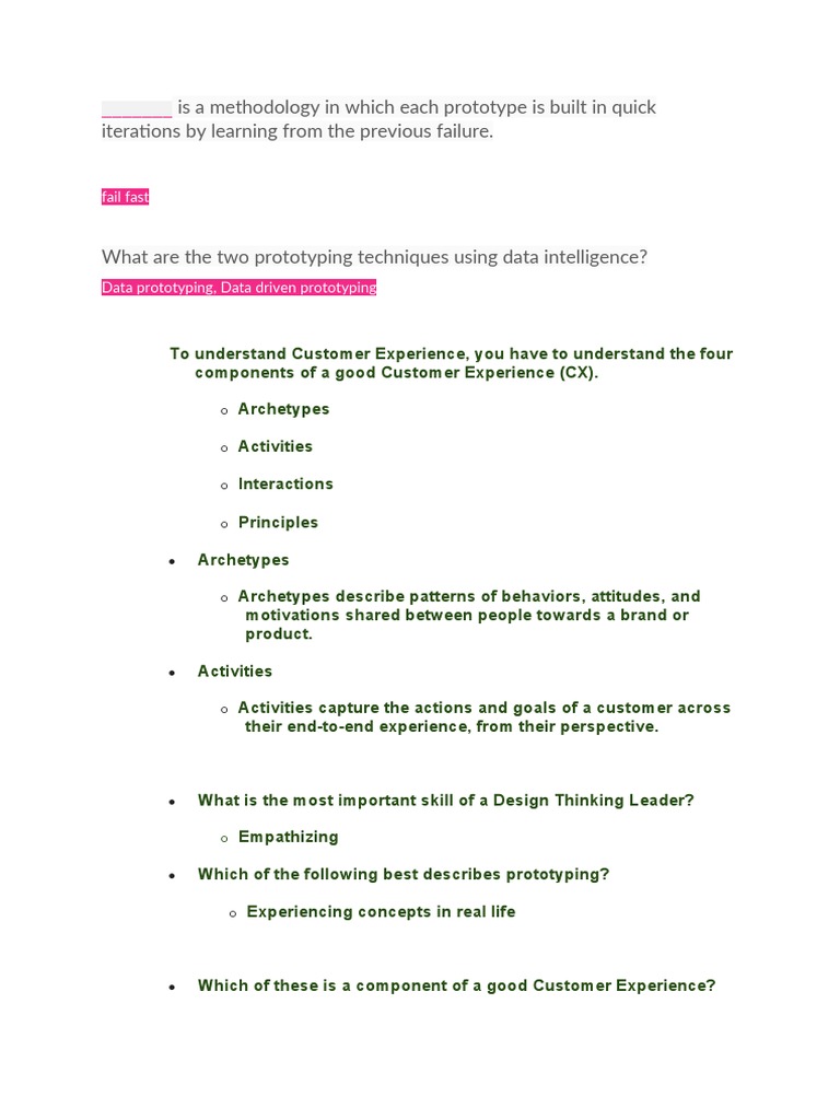 Design Thinking Final Quiz | PDF | Design Thinking | Prototype Design Thinking Final Quiz | PDF | Design Thinking | Prototype