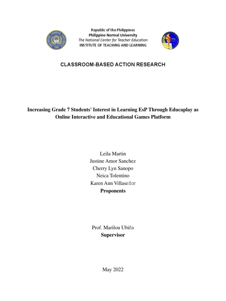 Classroom-Based Action Research: The National Center For Teacher ...