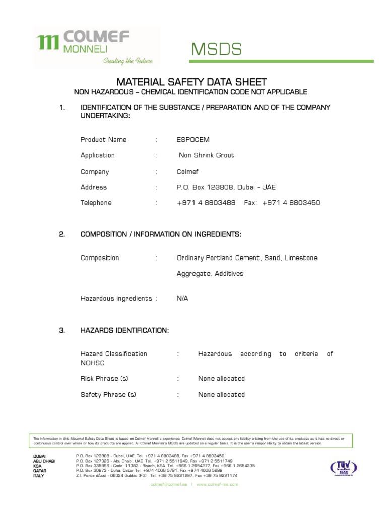 Material Safety Data Sheet | PDF | Workplace | Occupational Safety And ...
