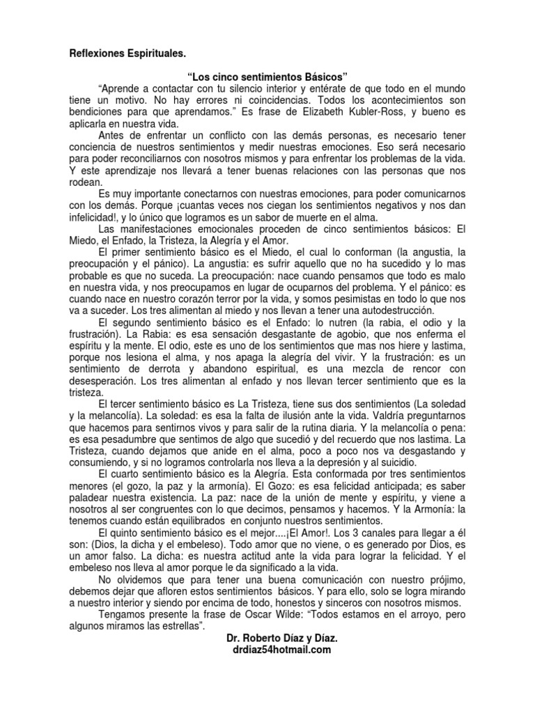 Los Cinco Sentimientos Basicos - RDD | PDF | Amor | Las emociones