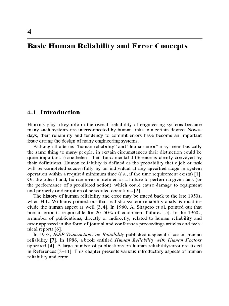 4 Basic Human Reliability and Error Concepts | PDF | Reliability ...