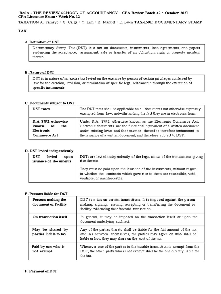 Overview of Documentary Stamp Tax | PDF | Mortgage Law | Debt