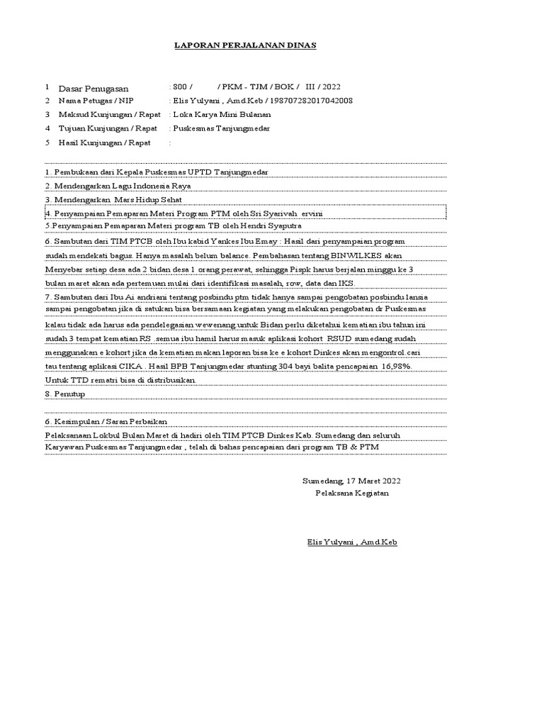 LPD BOK Lokbul Jan-Maret | PDF