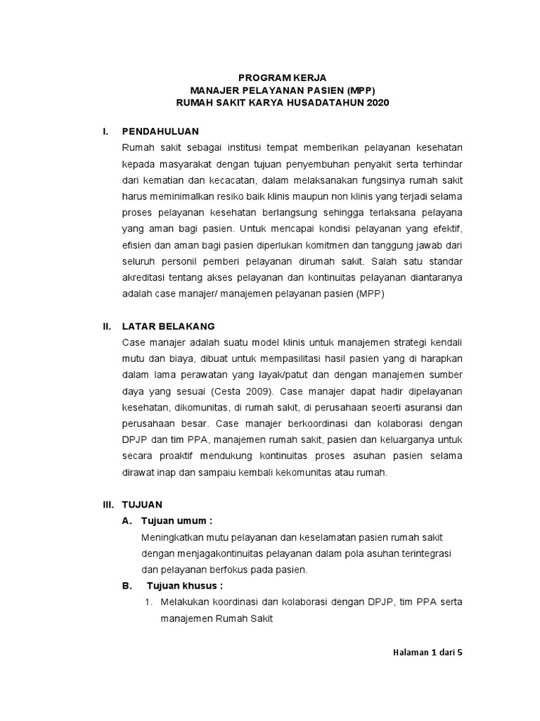 Isi Program Kerja MPP | PDF