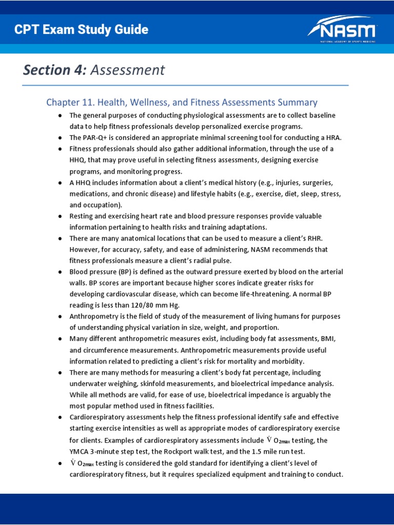 CPT7 Study Guide Section 4 | PDF | Body Mass Index | Blood Pressure