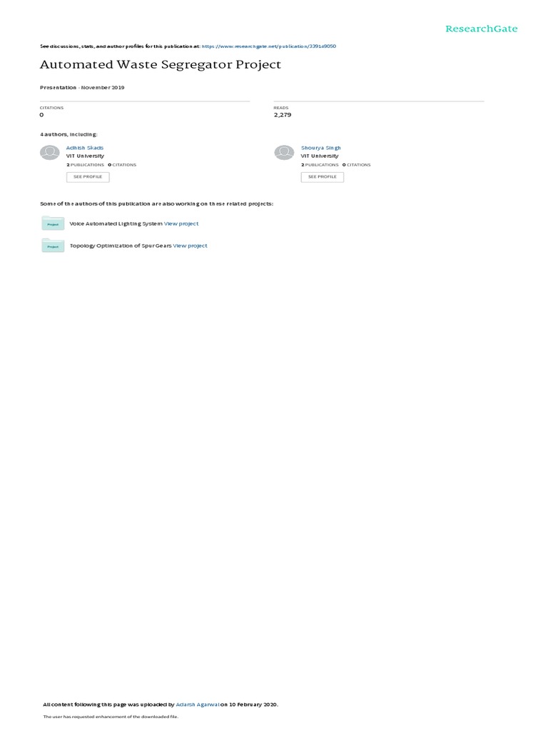 Automated Waste Segregator Project: November 2019 | PDF | Waste ...