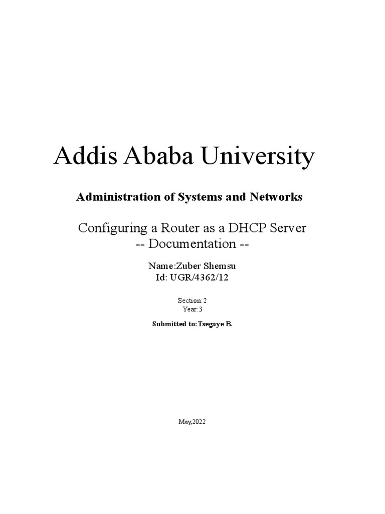 DHCP Documentation Zuber Shemsu | PDF