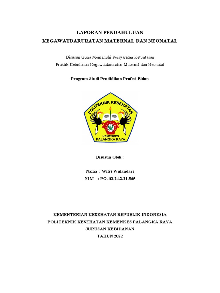 LP Stase 8 Gadar Maternal Neonatal Witri Wulandari | PDF
