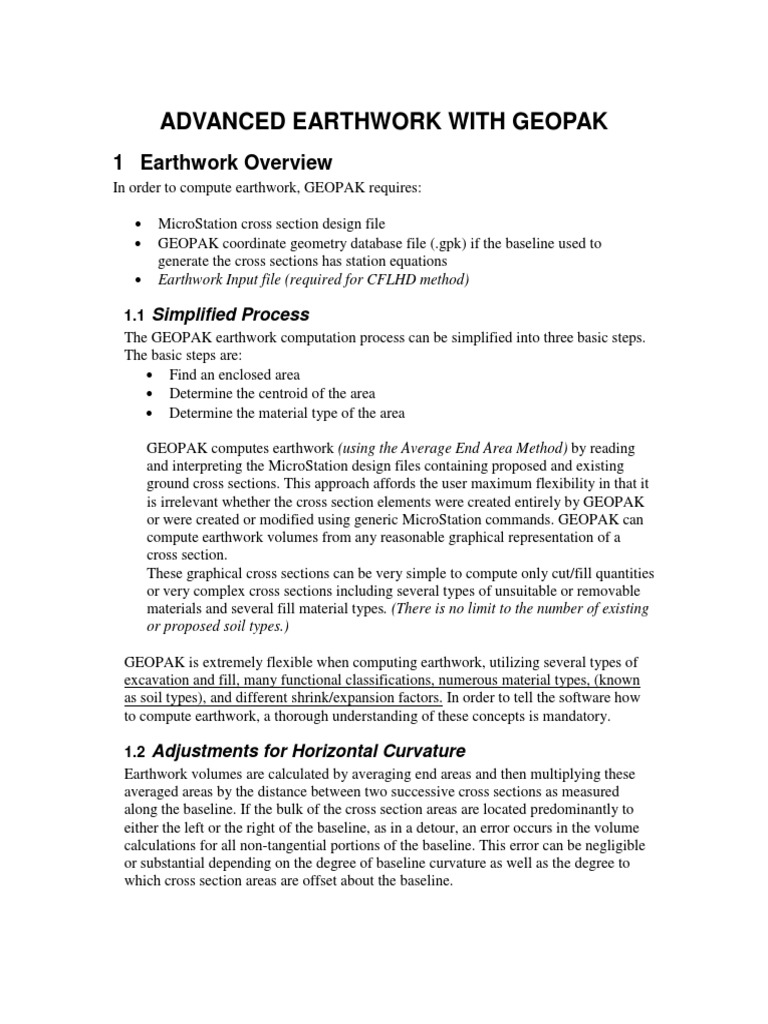 Advanced Earthwork With Geopak | PDF | Area | Computer File