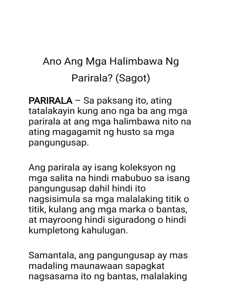 Pariralang Panggalan at Pandiwa | PDF