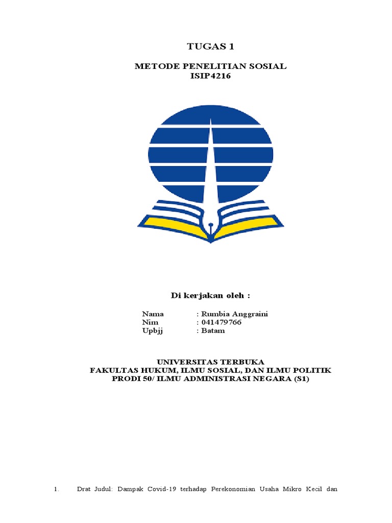 Tugas 1 Metode Penelitian Sosial | PDF