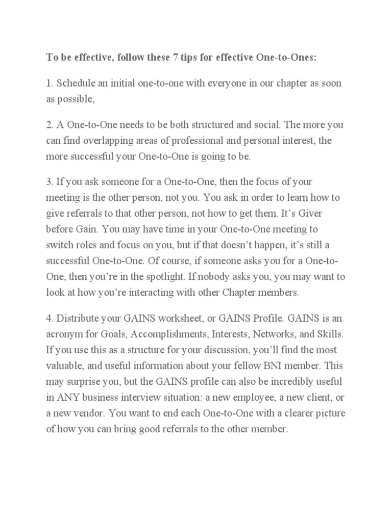 7 Tips for Effective One-to-Ones | PDF