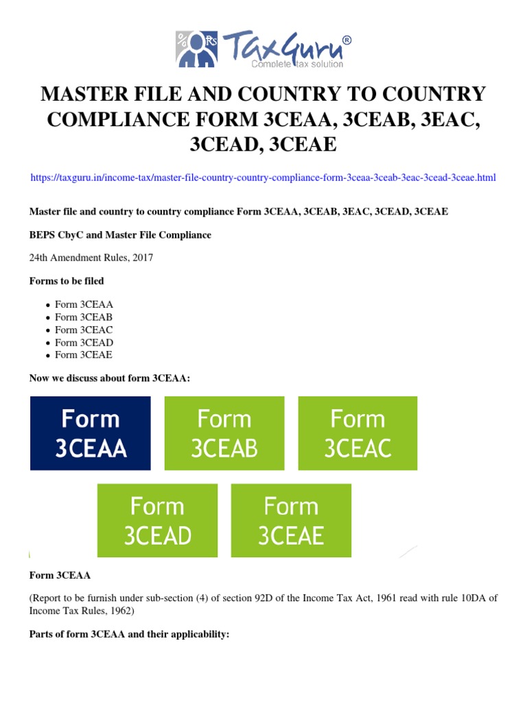 Master File and Country To Country Compliance Form 3CEAA, 3CEAB, 3EAC ...