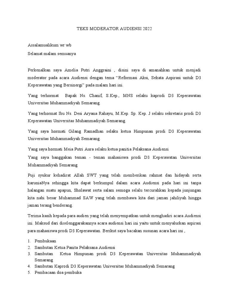 Audiensi Mahasiswa D3 Keperawatan 2022 | PDF | Karier & Perkembangan
