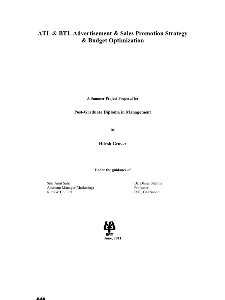 Hitesh Summer Project Report IMT | PDF | Retail | Brand