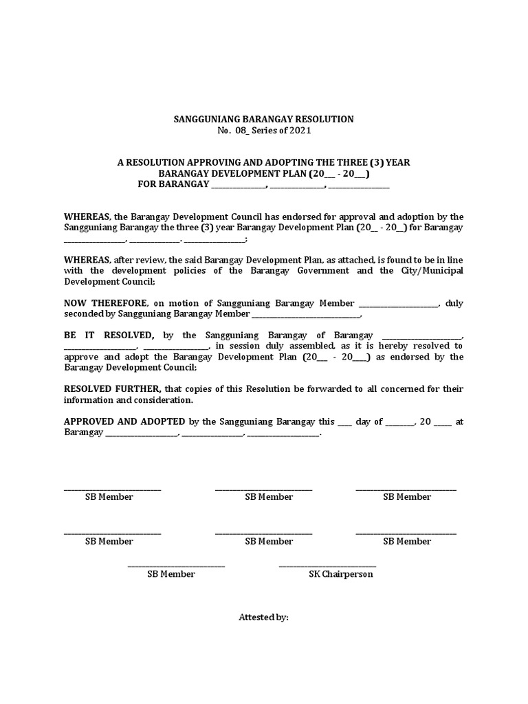 Resolution Adopting The BDP | PDF | Government