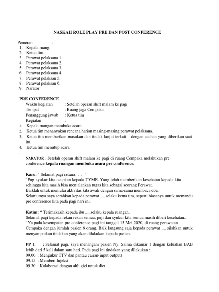 SKENARIO Pre Dan Post Conference KEPERAWATAN | PDF