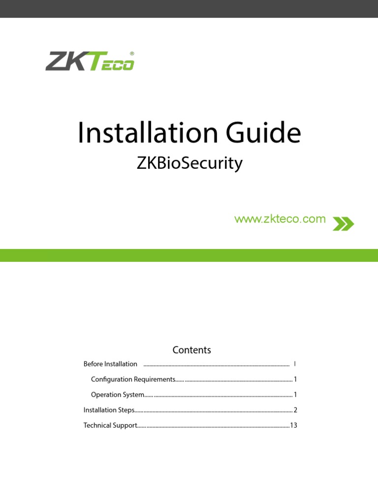 ZKBioSecurity Installation GuideV1.1 - 20160222 | PDF | Databases ...