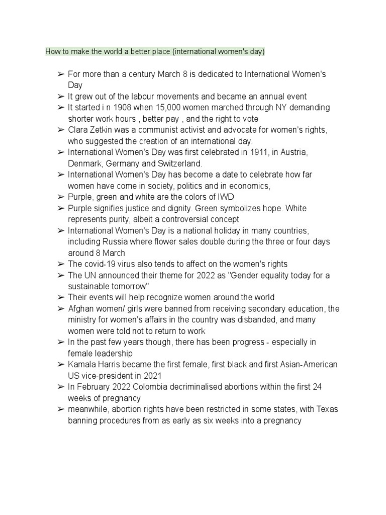 Notes On International Womens Day - Steph | PDF