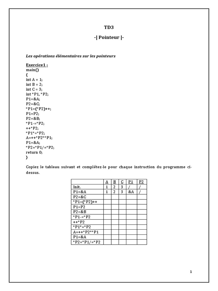 TD 3 - Pointeurs | PDF | Pointeur (programmation) | Ingénierie informatique