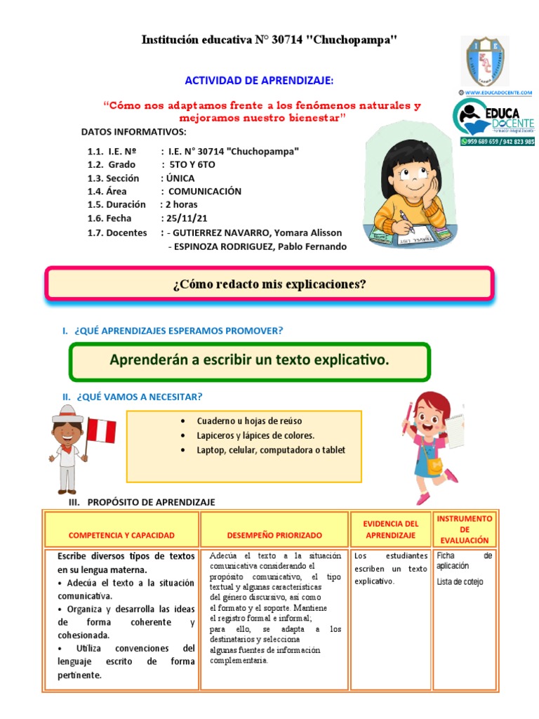 DIA 4 SESION DE APRENDIZAJE COM. ¿Cómo redacto mis explicaciones | PDF | Evaluación | Aprendizaje