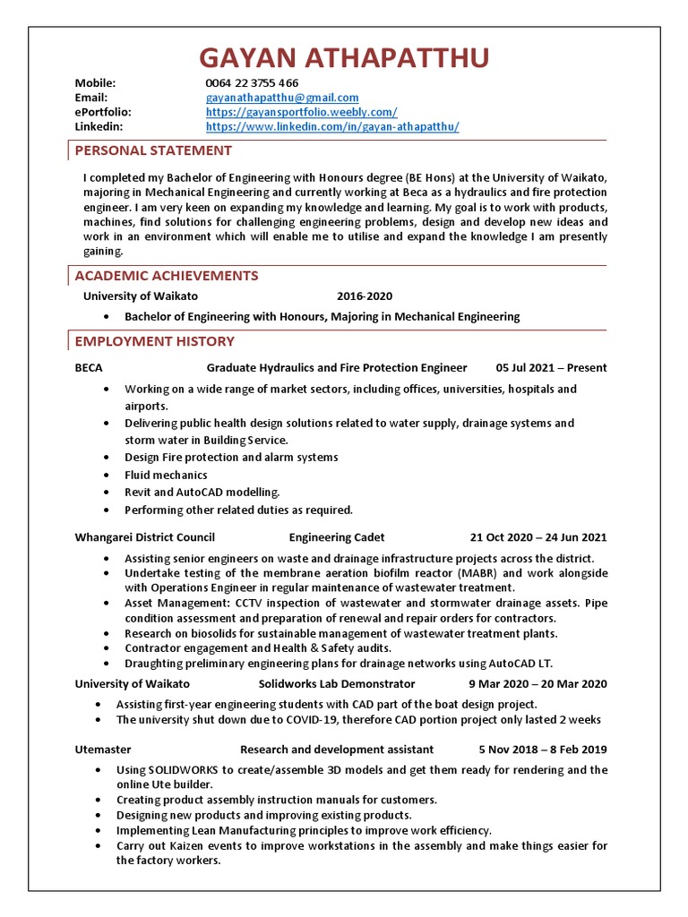 Gayan Athapatthu CV 2021 v4 | PDF | Engineering | Numerical Control