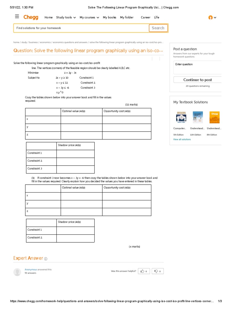 Solve The Following Linear Program Graphically Usi Pdf Linear Programming Algorithms 