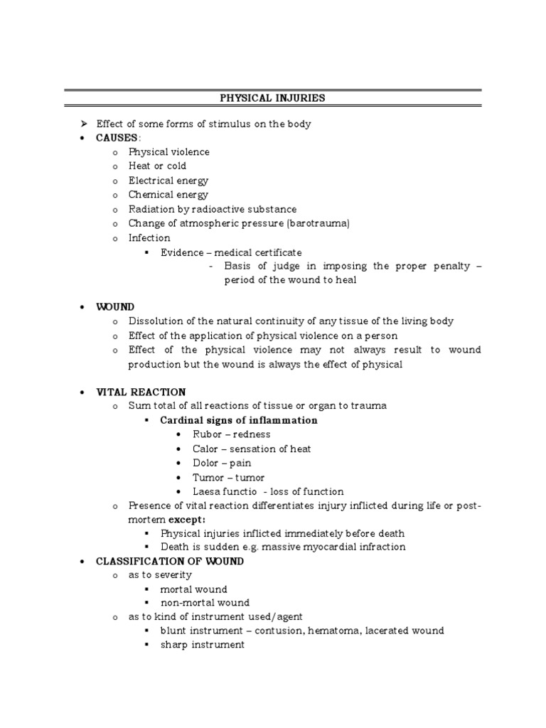 Physical Injuries | PDF | Wound | Friction