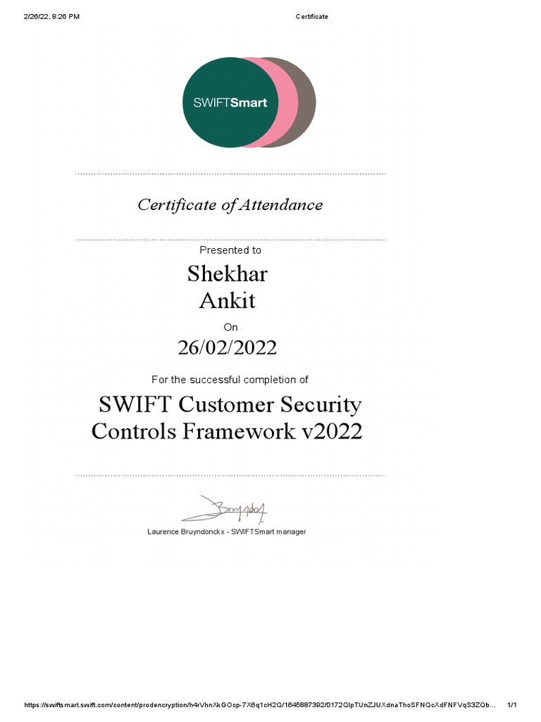 SWIFT CSCF 2022 Overview Certificate | PDF