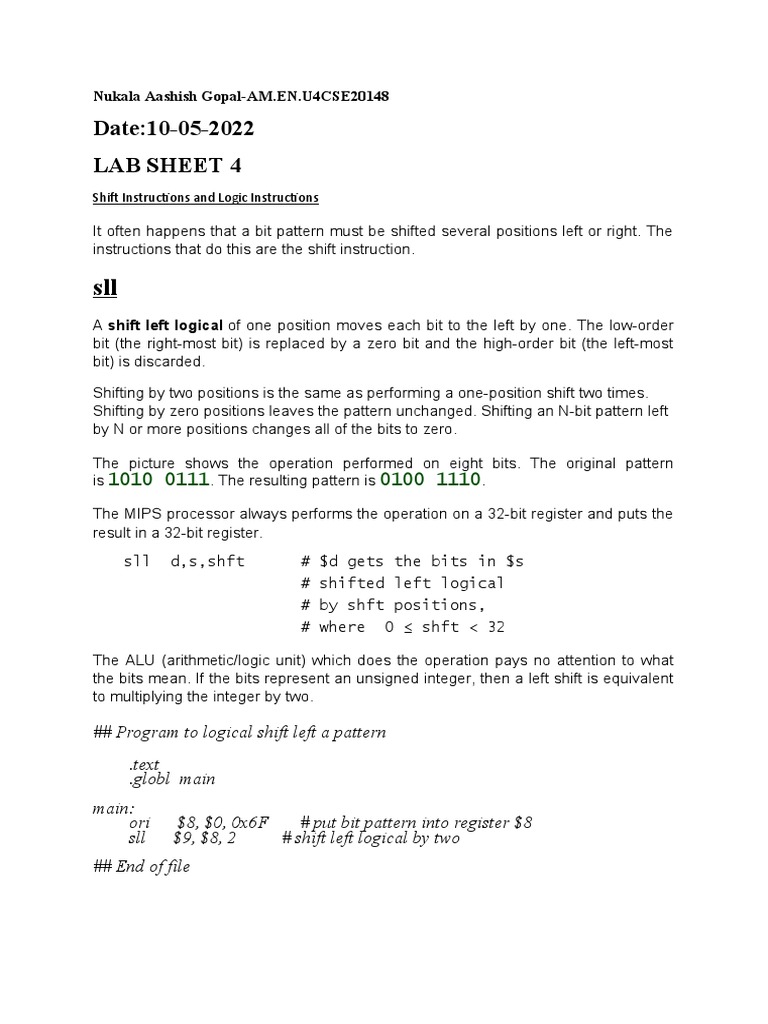 AM - EN.U4CSE20148 COA Lab Sheet 4 | PDF | Computer Programming ...