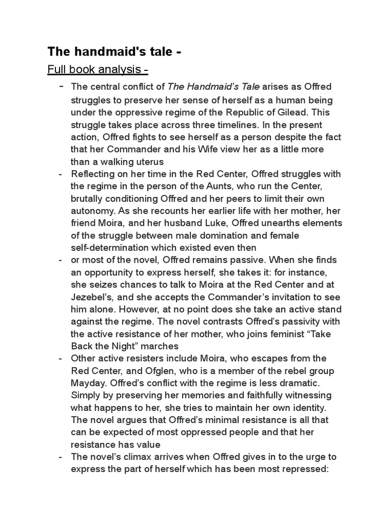 The Struggle for Identity: An Analysis of Offred's Internal Conflict in ...