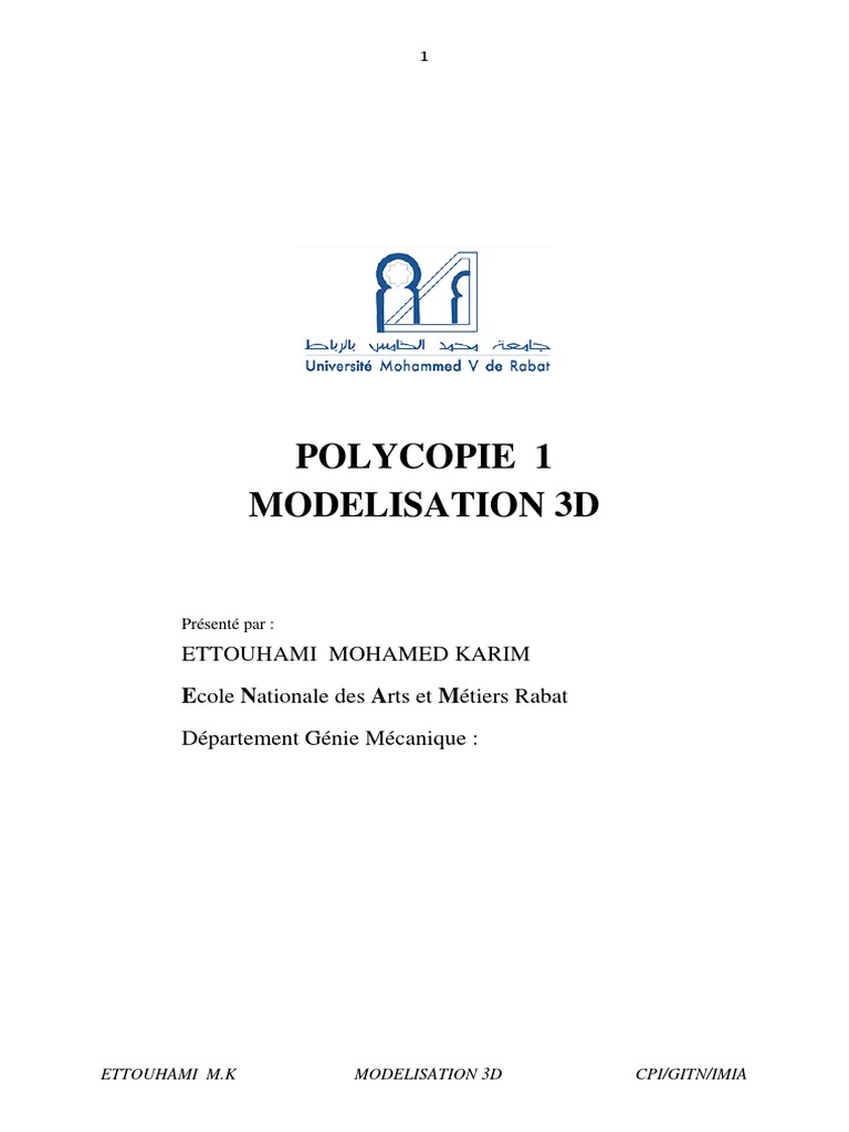Polycopie M3D | PDF | Modélisation tridimensionnelle | Conception assistée par ordinateur