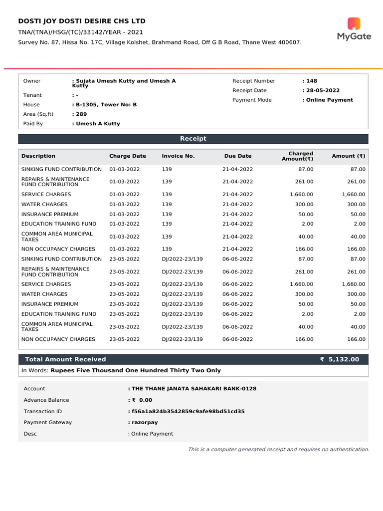 Monthly Dues Format | PDF | Receipt | Business