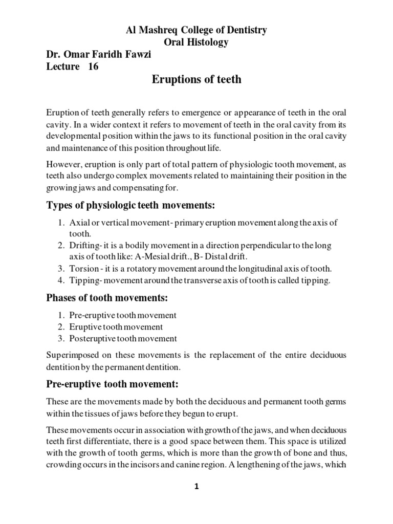 Oral. H Lec.16 | PDF | Human Tooth | Tooth
