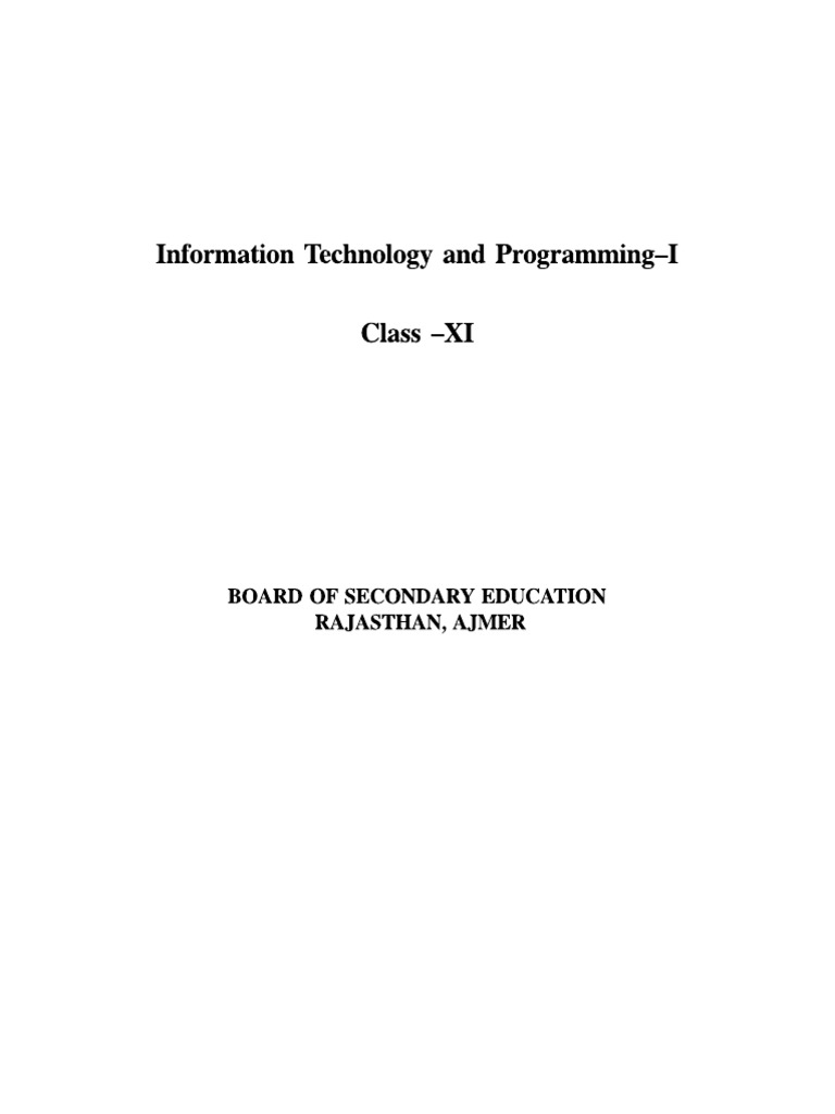 RBSE Class 11 Computer Book in English | PDF