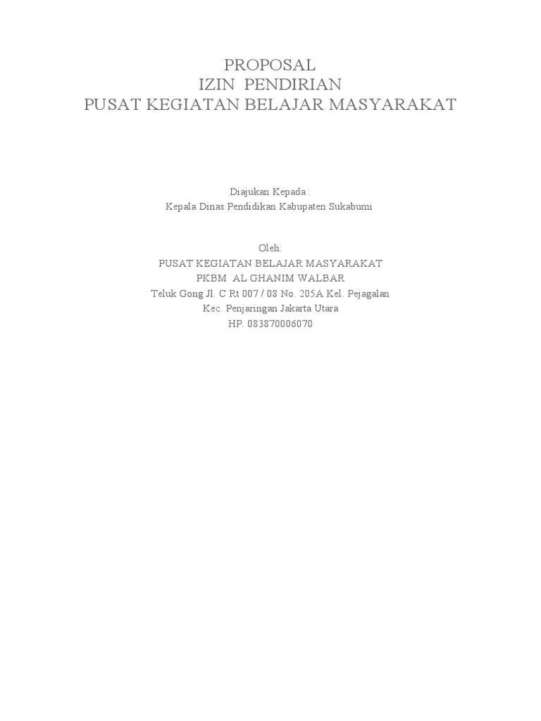 Proposal Pendirian PKBM Bi Rev | PDF