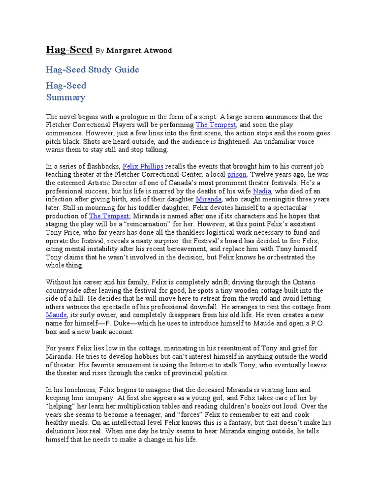 Hag-Seed by Margaret Atwood | PDF | The Tempest