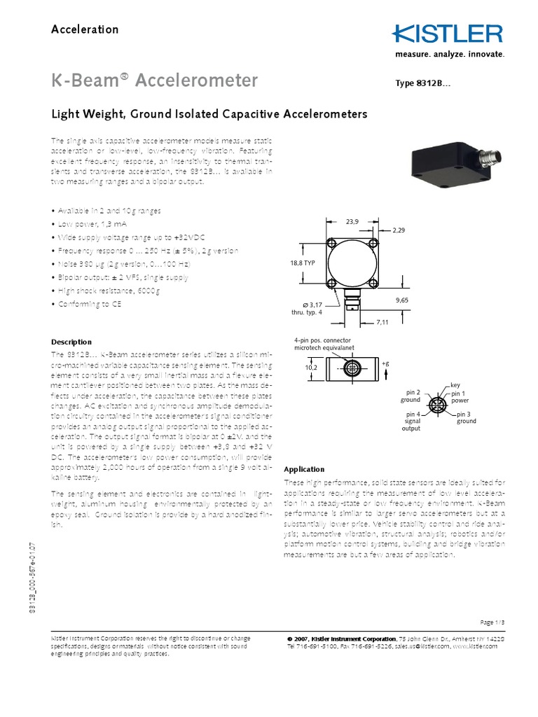 Kistler Accelerometer K-Beam 8212B | PDF | Accelerometer | Capacitor