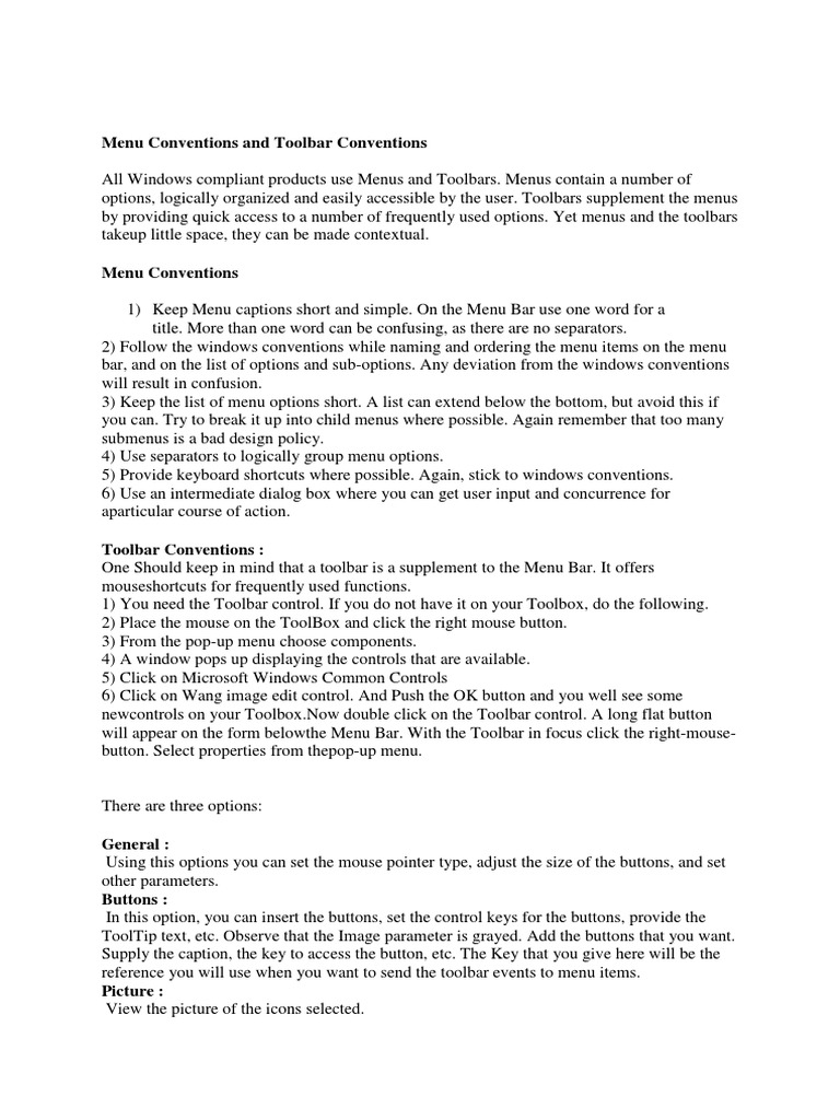 Menu Conventions and Toolbar Conventions | Download Free PDF | Menu (Computing) | Window (Computing)