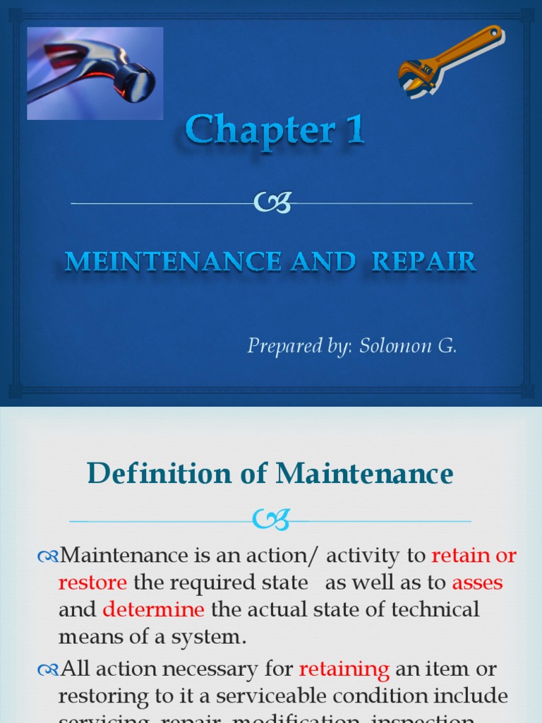 Chapter 1 Maintenance Pdf Business