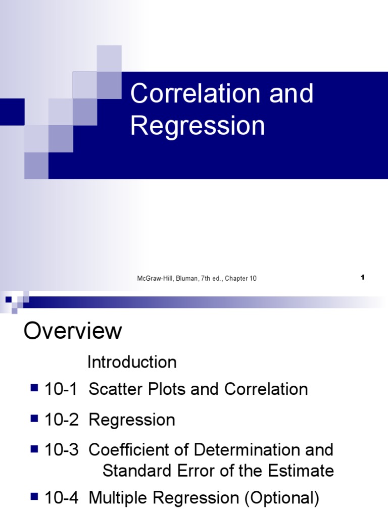 Correlation and Regression: Mcgraw-Hill, Bluman, 7Th Ed., Chapter 10 1 | PDF | Regression ...