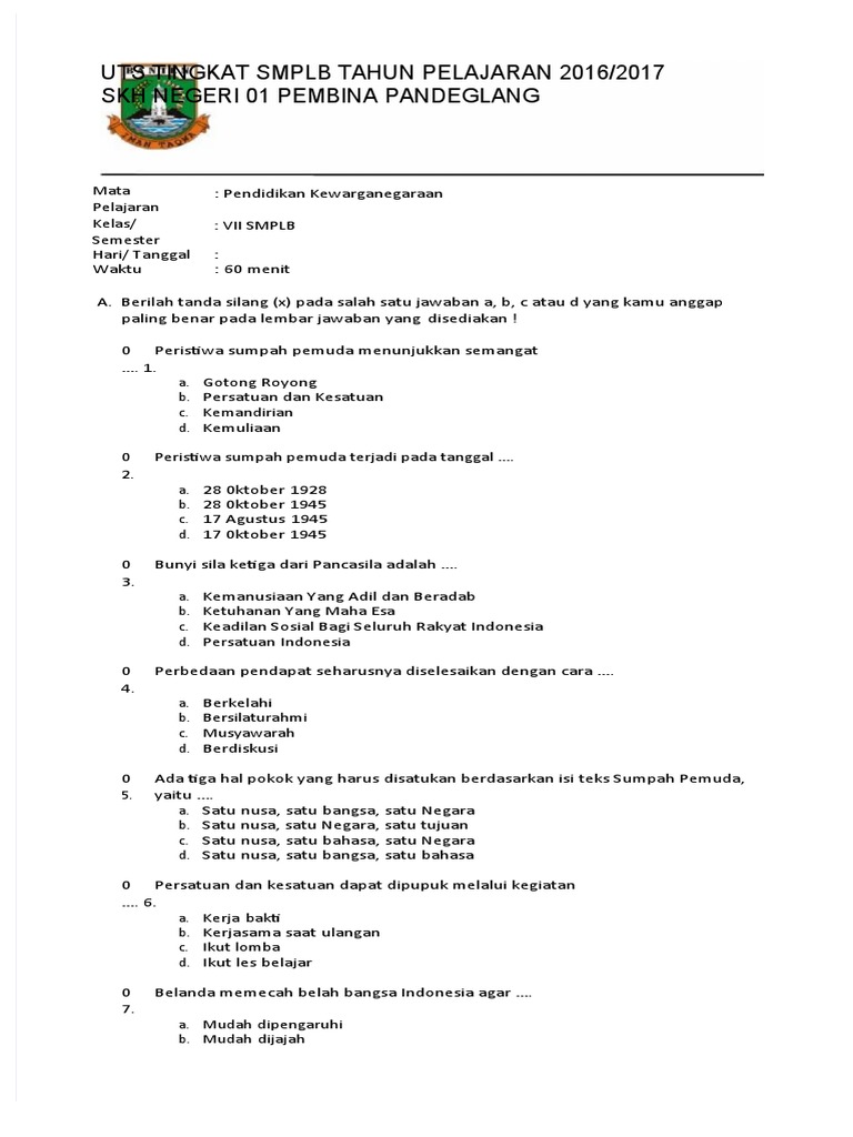 Soal Uts SMPLB C | PDF