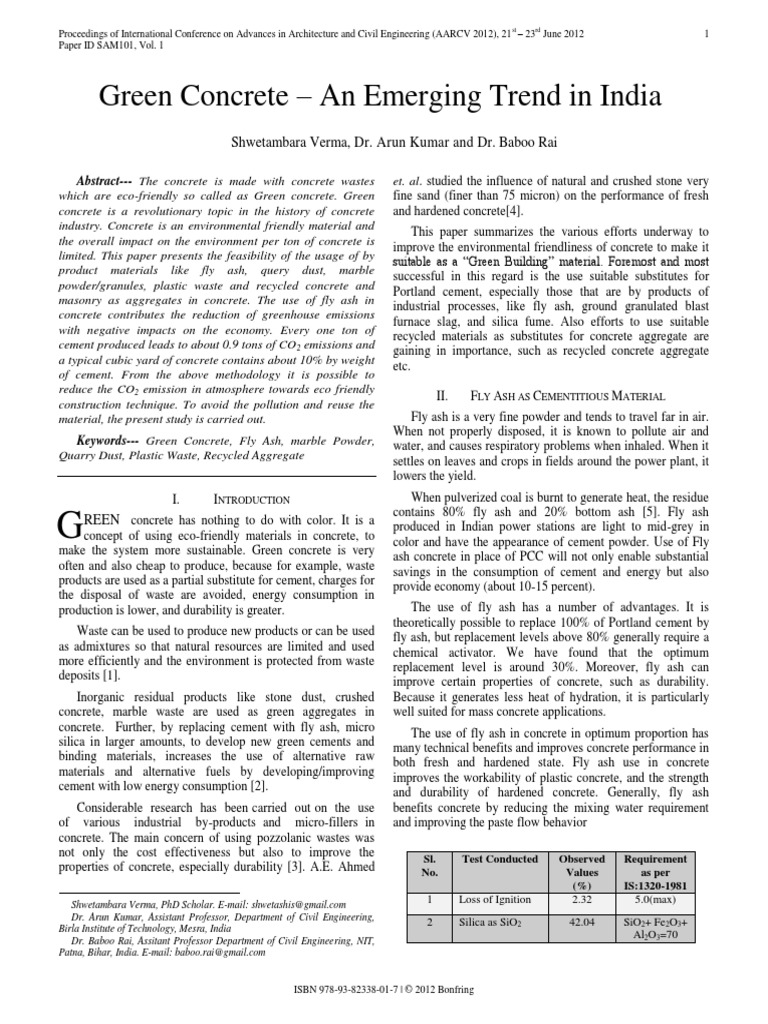 Green Concrete | PDF | Concrete | Fly Ash