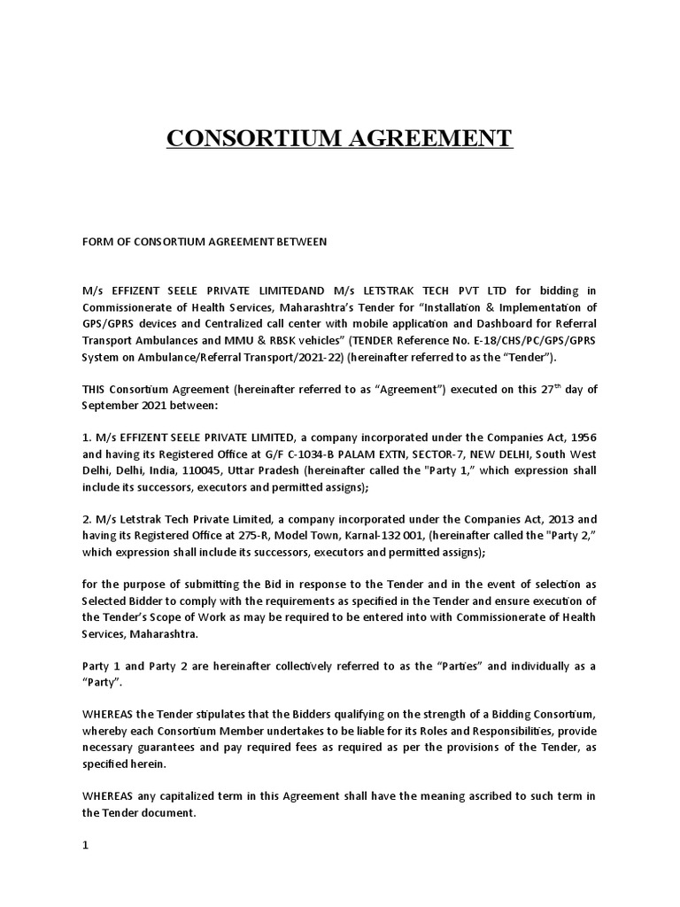 Consortium Agreement - Letstrack Effizent | PDF | Guarantee | Government