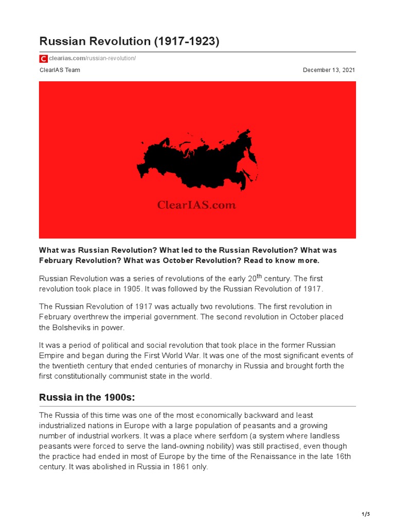 Russian Revolution 1917-1923 | PDF | Vladimir Lenin | Bolsheviks
