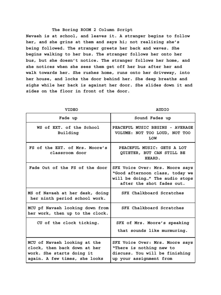 The Boring Room 2 Column Script 2 | PDF