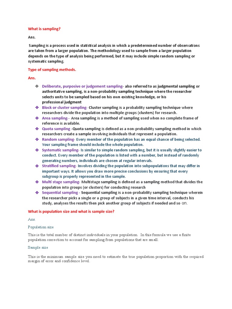 What Is Sampling?: Deliberate, Purposive or Judgement Sampling | PDF ...